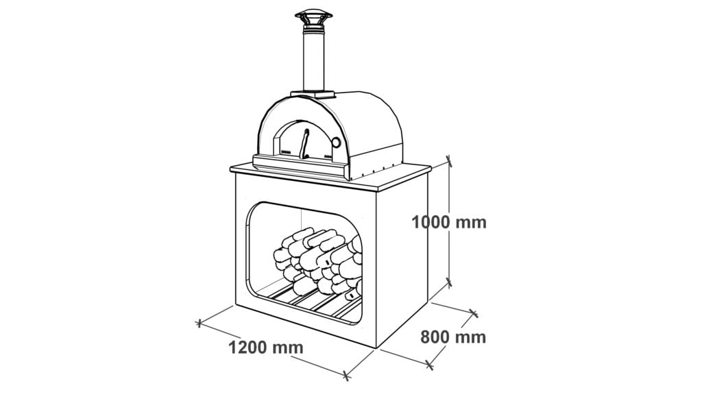 Granite Outdoor Kitchen Pizza Oven Log Storage Module | Igneous