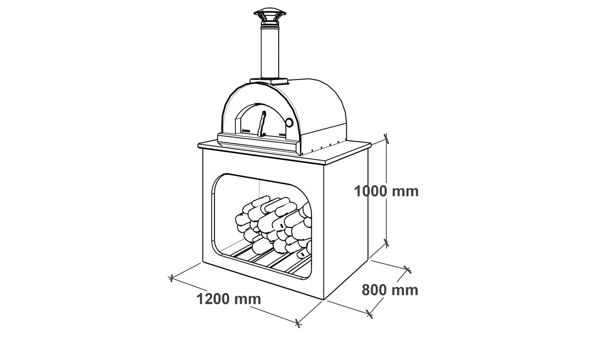 Granite Outdoor Kitchen Pizza Oven Log Storage Module | Igneous