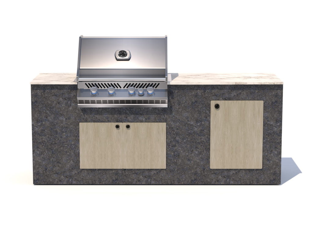 2200mm Granite Outdoor Kitchen 2 Cupboard BBQ Module