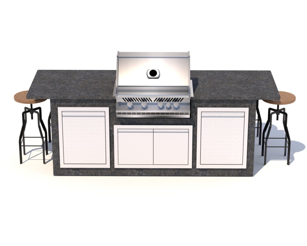 2200MM Granite 3 Cupboard BBQ Island Module | Igneous Outdoor Kitchens