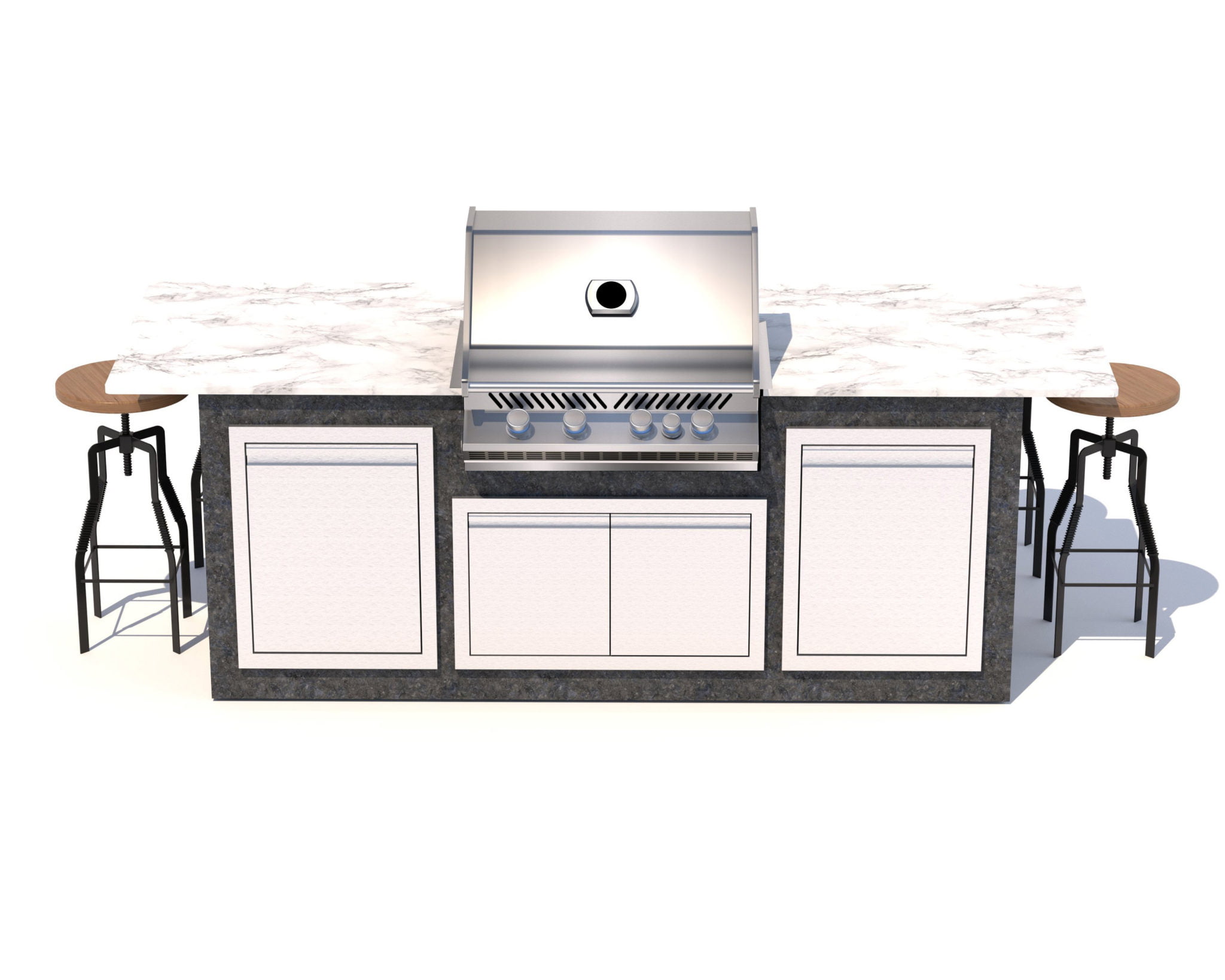 2200MM Granite 3 Cupboard BBQ Island Module | Igneous Outdoor Kitchens