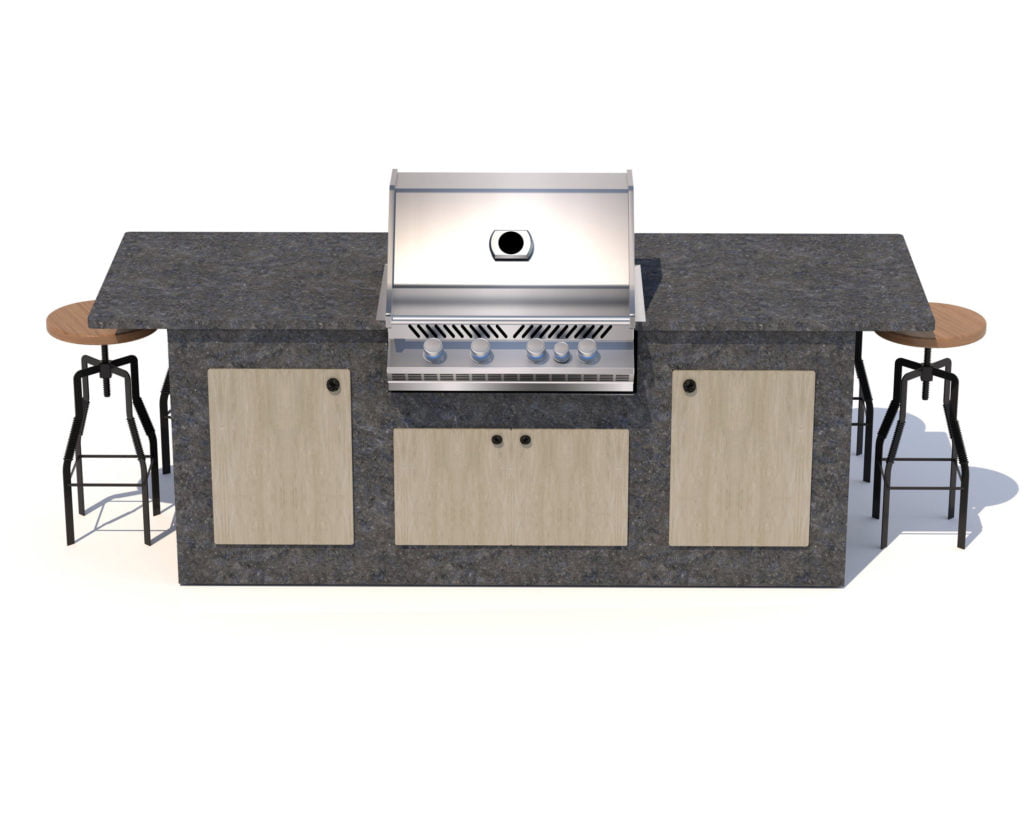 2200MM Granite 3 Cupboard BBQ Island Module | Igneous Outdoor Kitchens