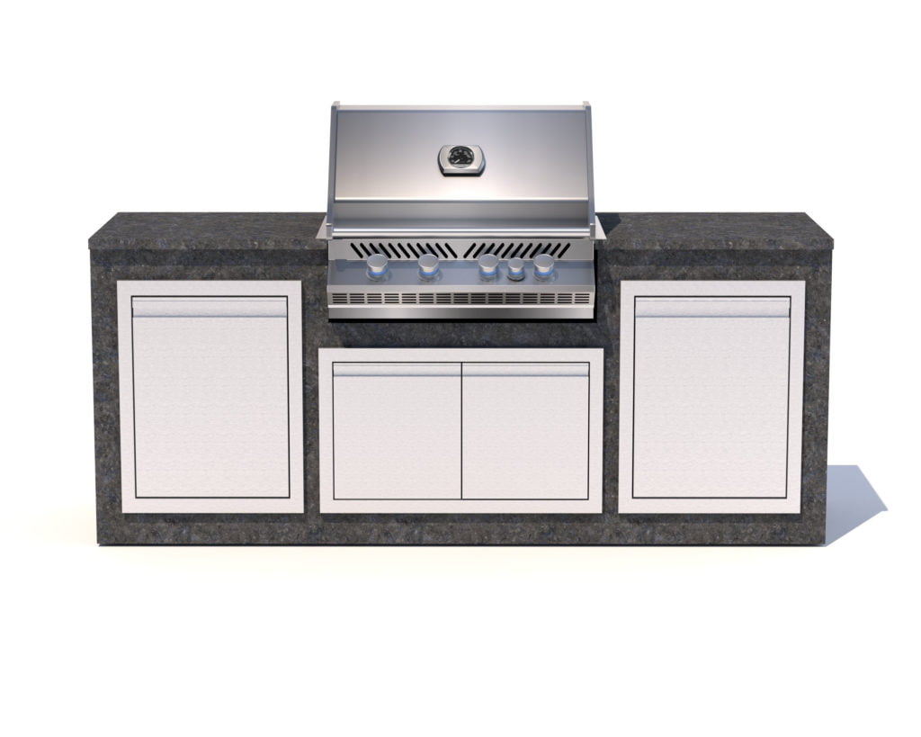2200mm Granite Outdoor Kitchen 3 Cupboard BBQ Module