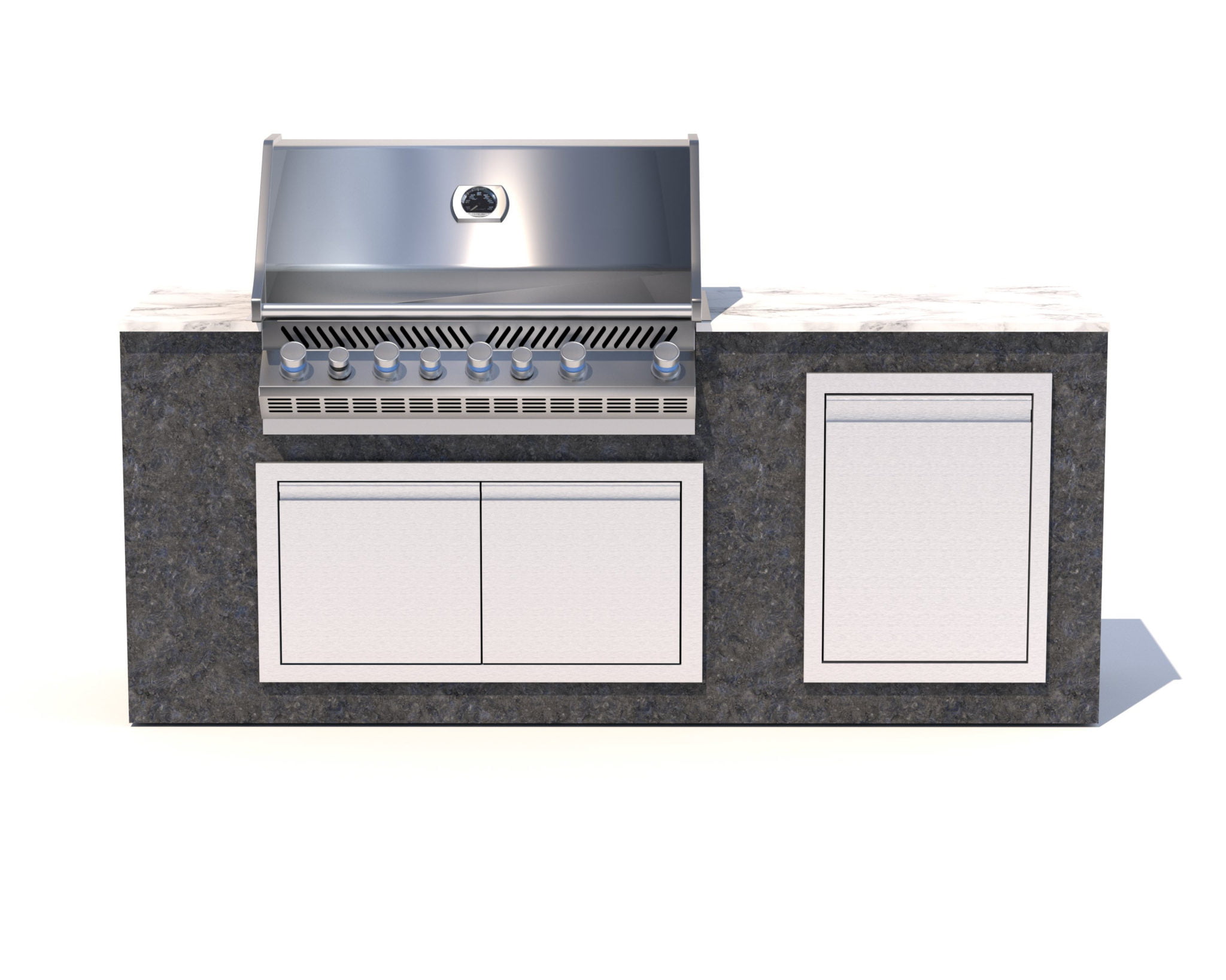2200mm Granite Outdoor Kitchen 2 Cupboard XL BBQ Module