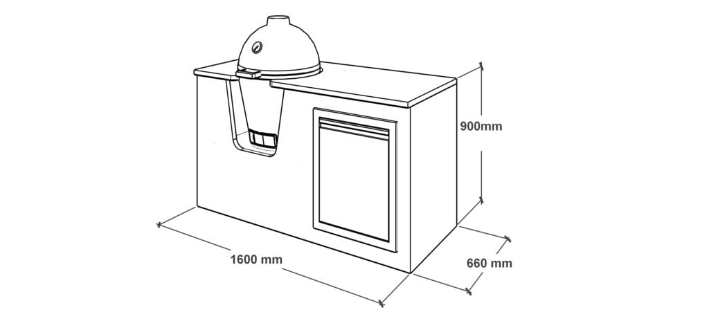 1600MM Granite 1 Cupboard Kamado BBQ Module | Igneous Outdoor Kitchens